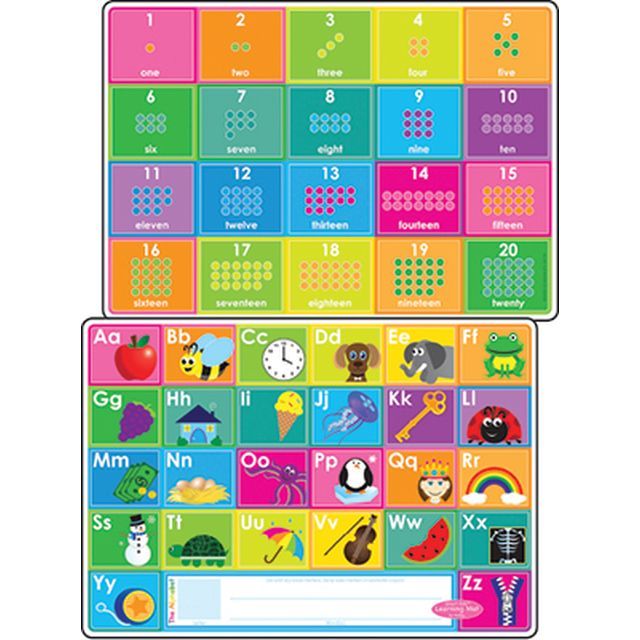 Learning Mat ABC's & Numbers 1-20 [12.25" x 17.5"] – Humacao School Supply