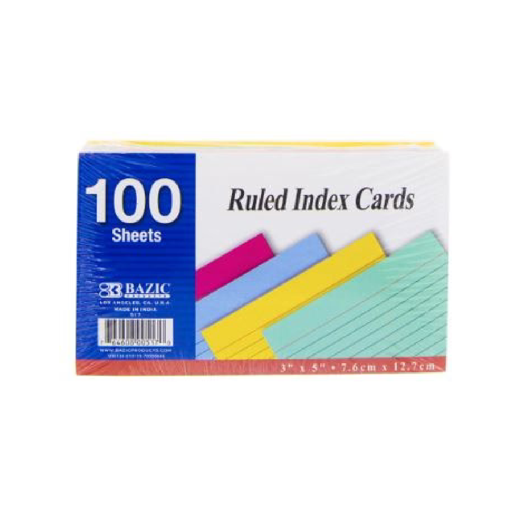 Index Card 3" X 5" Colors [pk-100] – Humacao School Supply