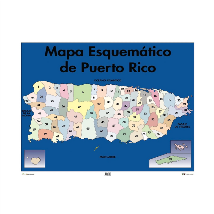Poster Mapa Esquemático De Puerto Rico – Humacao School Supply