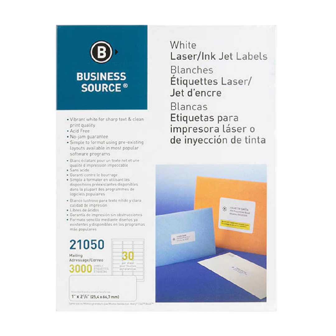 Label Laser/IJ 1 x 2-5/8" White [bx-3000] – Humacao School Supply