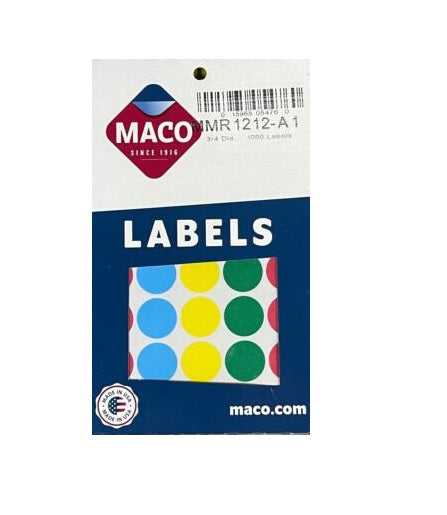 Color Coding Labels Asst. 3/4" Round [1000/pk] – Humacao School Supply